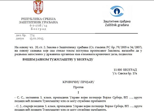 Ombudsmanova krivična prijava - Vreme