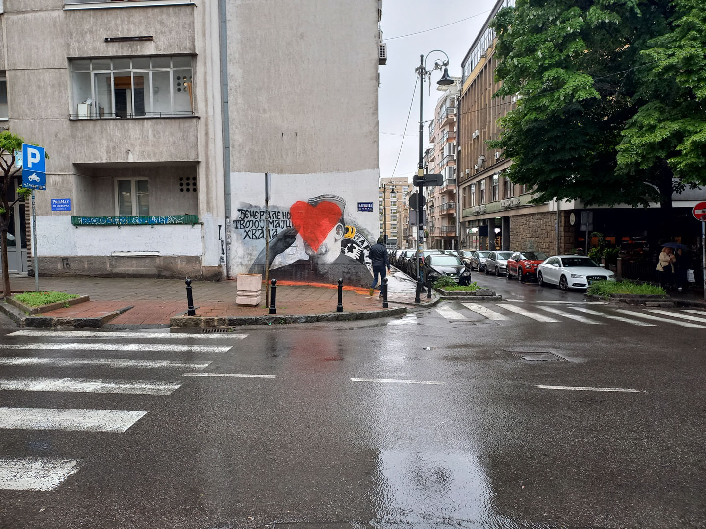 Beograd: Preko Mladićevog lika nacrtano srce - Mural u Njegoševoj ...